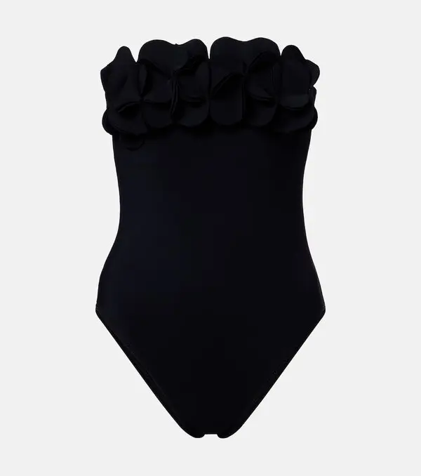 KARLA COLLETTO Embellished Floral Appliqué Swimsuit - Black