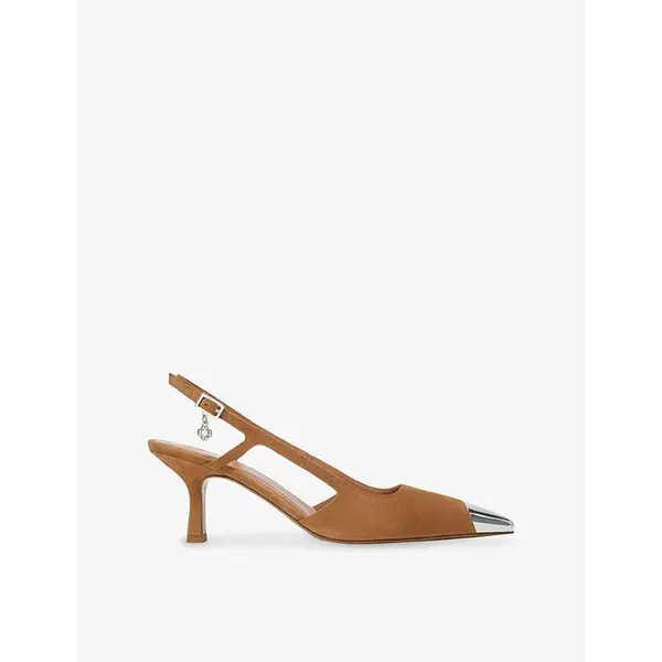 Maje Pointed-toe Suede Slingback Heels - Camel
