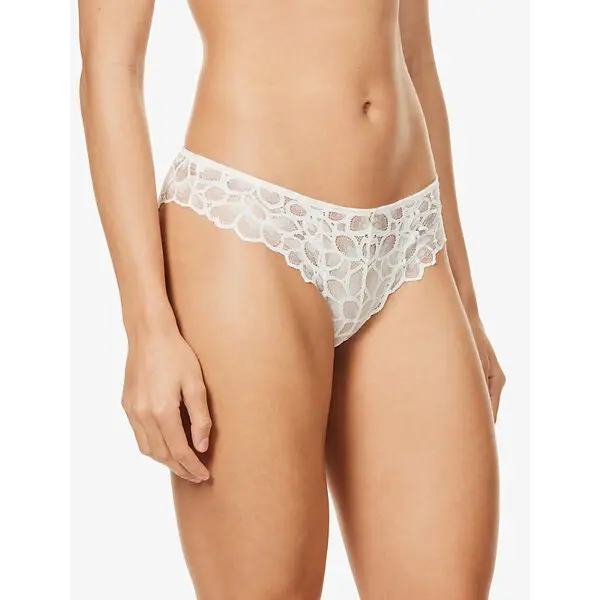 Panache Allure Floral-embroidered Stretch-woven Thong