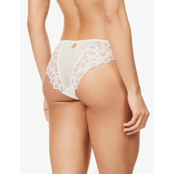Panache Allure Floral-embroidered Stretch-woven Thong