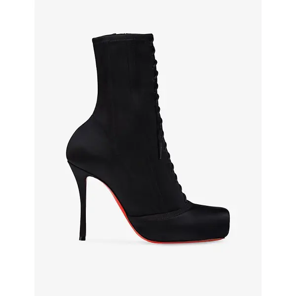 CHRISTIAN LOUBOUTIN Pavlova 100 Stretch-satin Ankle Boots - Black