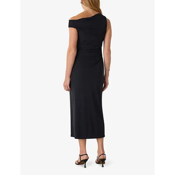 Whistles Off-shoulder Asymmetric Crepe Midi Dress