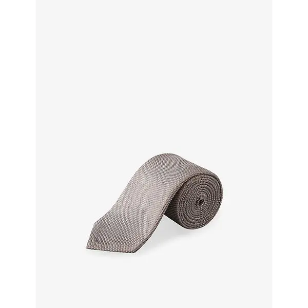 Eton Grenadine Woven Silk Neck Tie - Light Grey