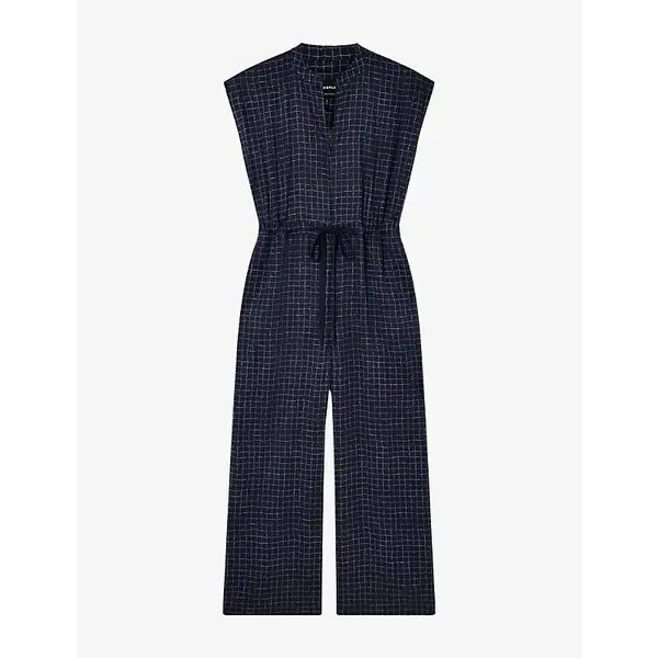 Whistles Grid-pattern Sleeveless Lyocell Jumpsuit - Multi-coloured