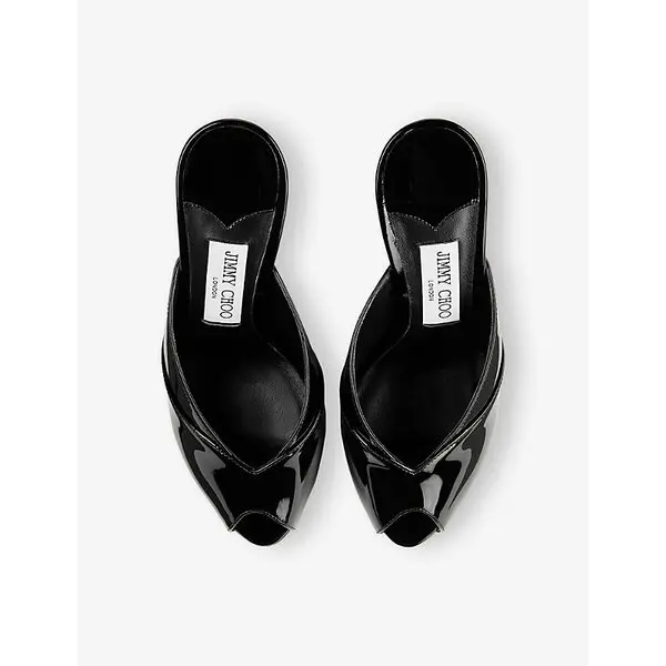 JIMMY CHOO Brigitte 100 Patent Leather Mules - Black
