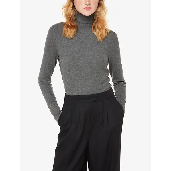 Whistles Essential Ribbed Knitted Turtleneck Top