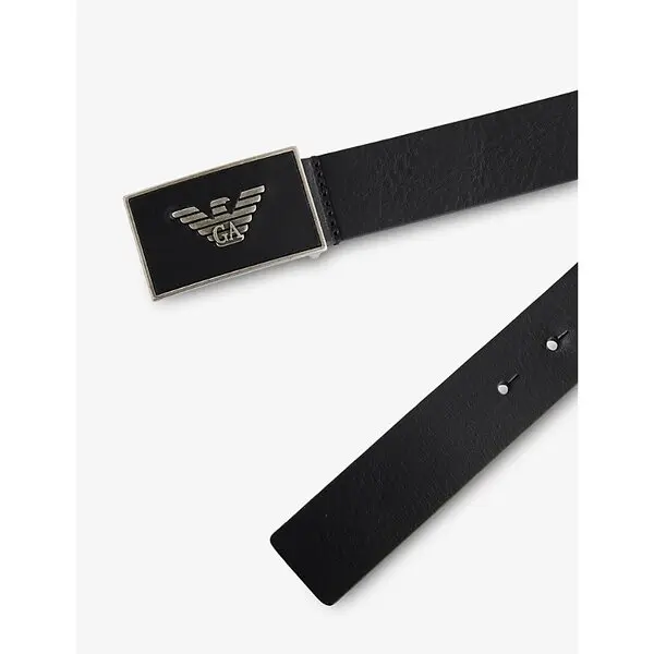 Emporio Armani Leather Belt With Logo Buckle