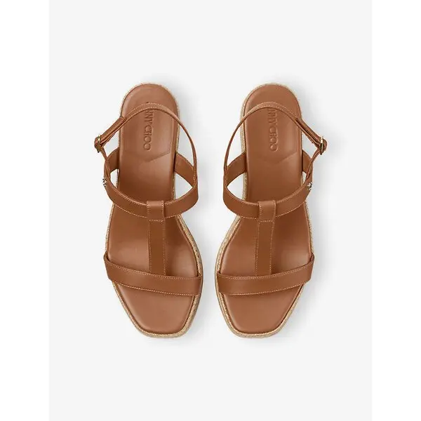 JIMMY CHOO Theia 60 Leather Wedge Heeled Sandals