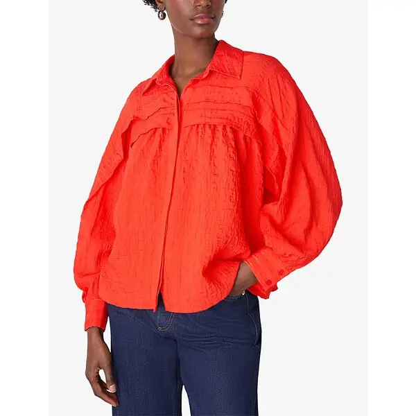 Whistles Textu Frill-trim Woven Blouse