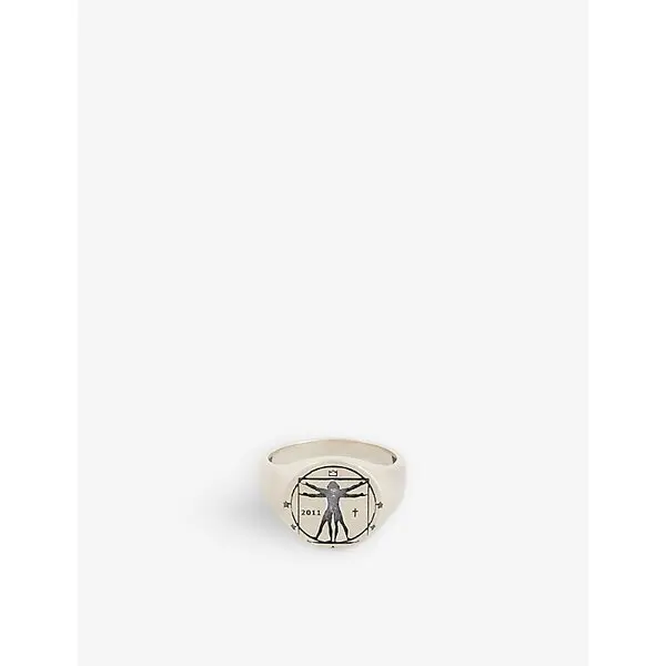 SERGE DENIMES Vitruvian Engraved Oxidised Finish Sterling Ring - Silver