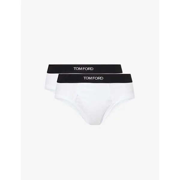 TOM FORD Branded Pack Of Two Stretch-cotton Briefs - White