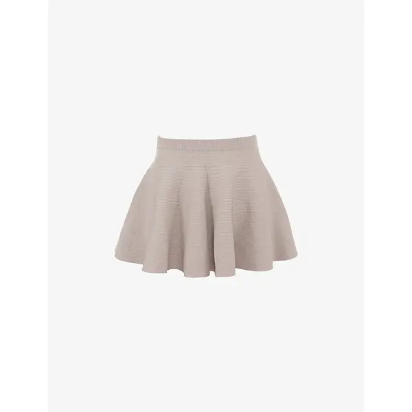 House Of Cb Fern Ribbed-knit Mini Skirt - Biscuit Wool