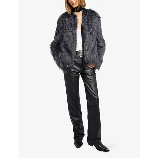 Zadig&Voltaire Freddie Faux Fur Coat - Anthracite