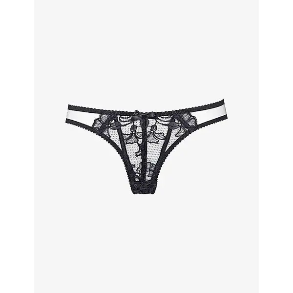 Agent Provocateur Rozlyn High-leg Mesh And Lace Briefs - Black