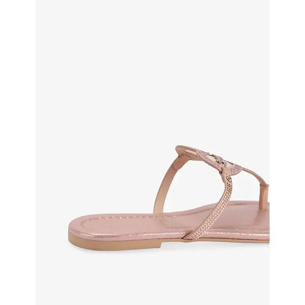 Kurt Geiger Embellished Heart T-bar Flat Sandals - Blush