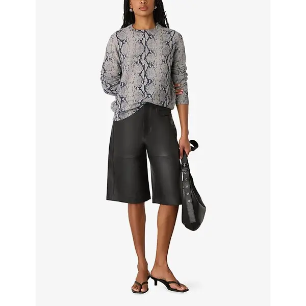 Whistles Snakeskin-intarsia Regular-fit Wool Jumper