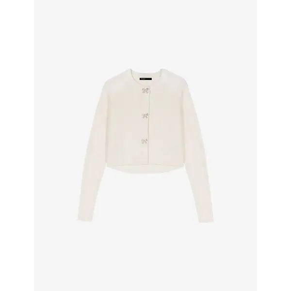 Maje Bow-button Wool Cardigan - Ecru