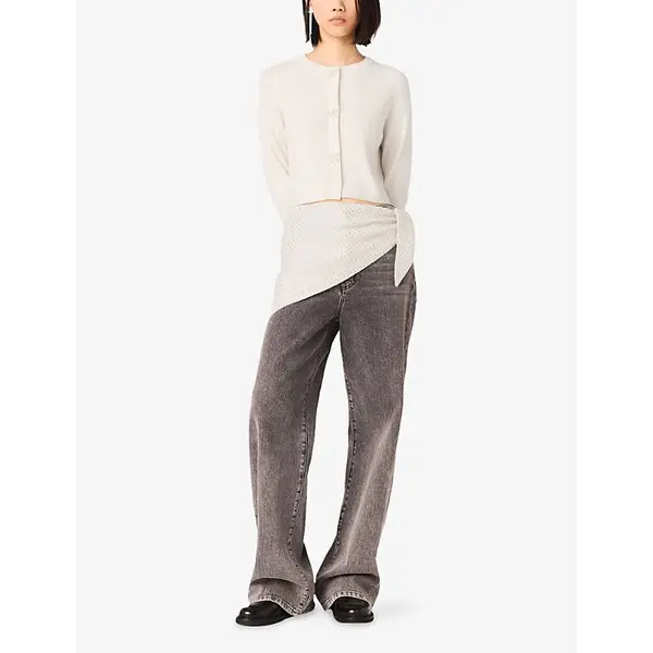 Maje Bow-button Wool Cardigan - Ecru