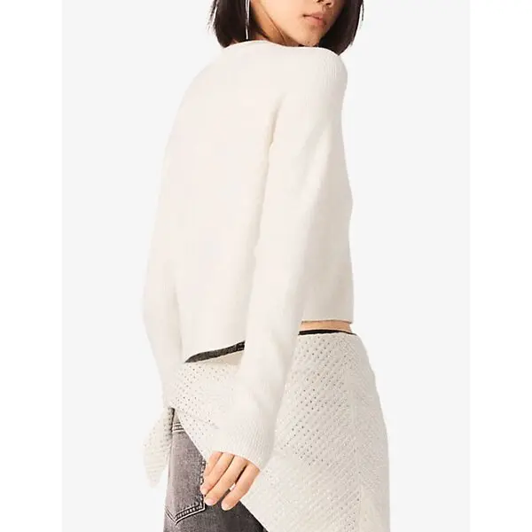 Maje Bow-button Wool Cardigan - Ecru