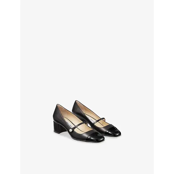 JIMMY CHOO Elisa Block-heel Leather Heeled Courts