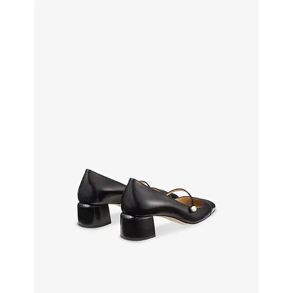 JIMMY CHOO Elisa Block-heel Leather Heeled Courts