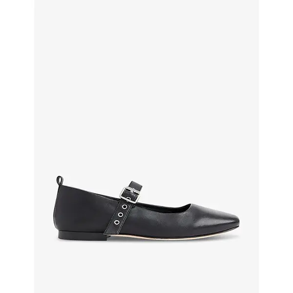 Whistles Elba Eyelet-embellished Leather Ballet Flats - Black