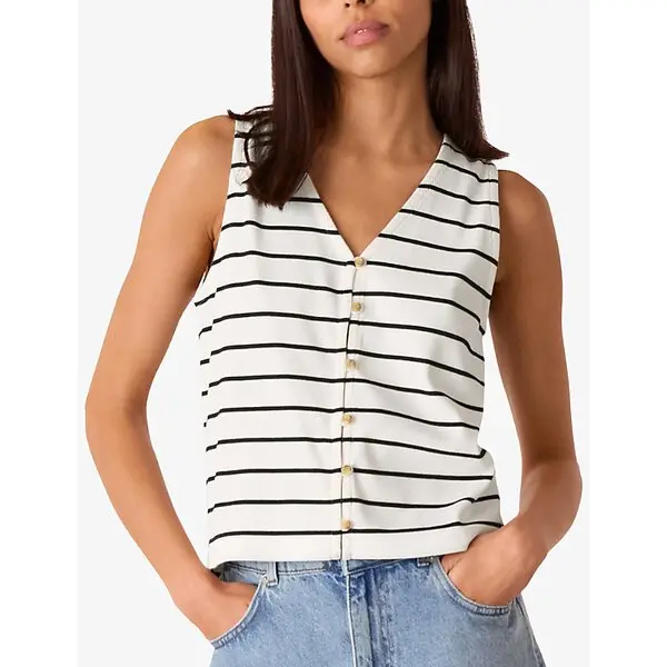 Whistles Striped Button-front Tank Top