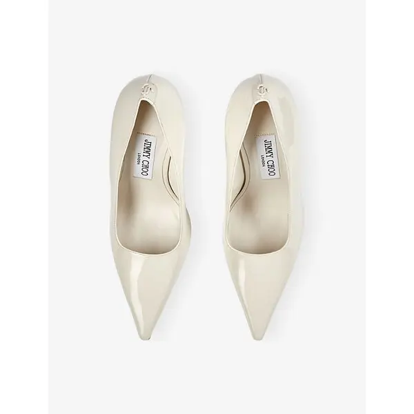 JIMMY CHOO Ixia 95 Patent Leather Pointed Toe Heeled Courts - Latte