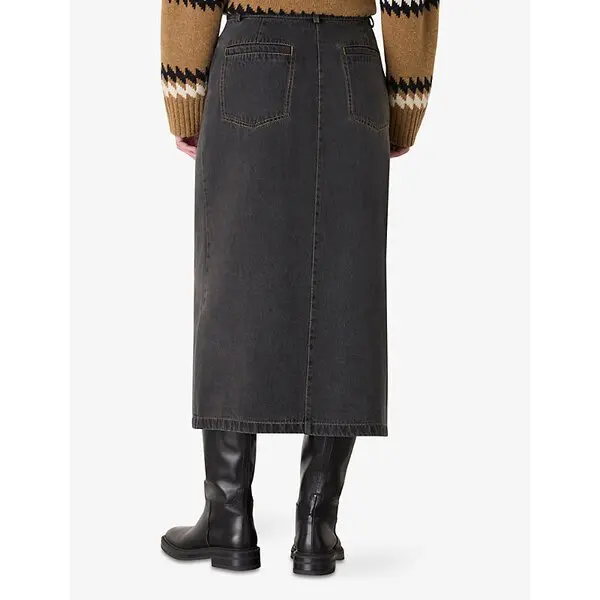 Whistles Wrap Denim Midi Skirt