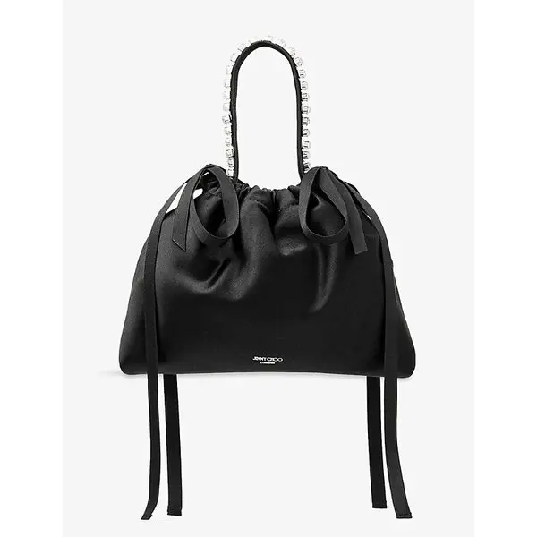 JIMMY CHOO Drawstring Mini Top Handle Shoulder Bag - Black/black/silver