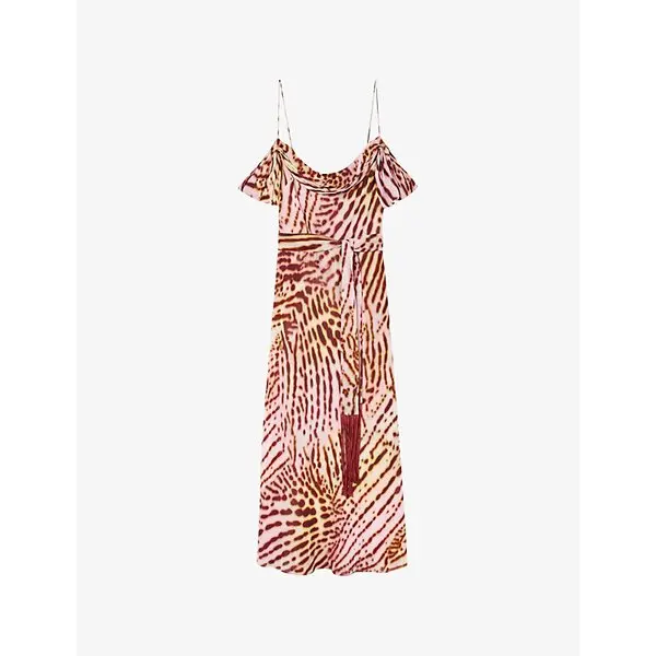 Whistles Orchid-print Woven Midi Dress - Multi-coloured