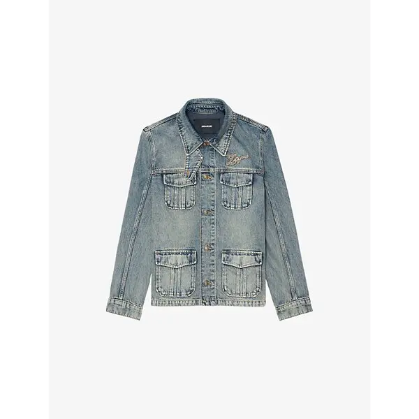 Zadig&Voltaire Lienna Logo-embroidered Denim Jacket
