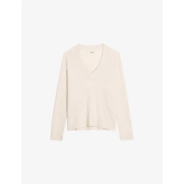 Zadig&Voltaire Mikyz V-neck Cashmere Jumper - Eggshell