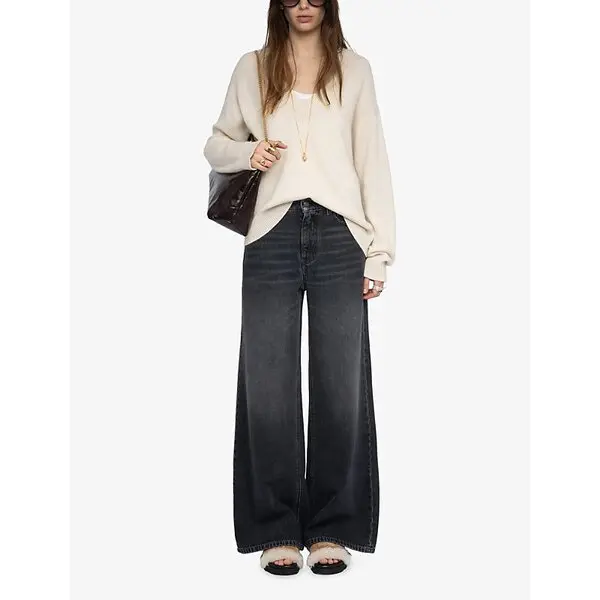 Zadig&Voltaire Mikyz V-neck Cashmere Jumper - Eggshell