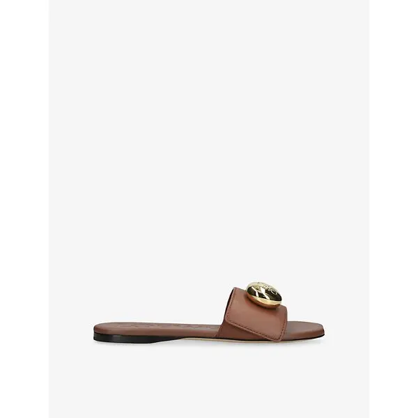 Loewe Pebble Leather Slides - Rust