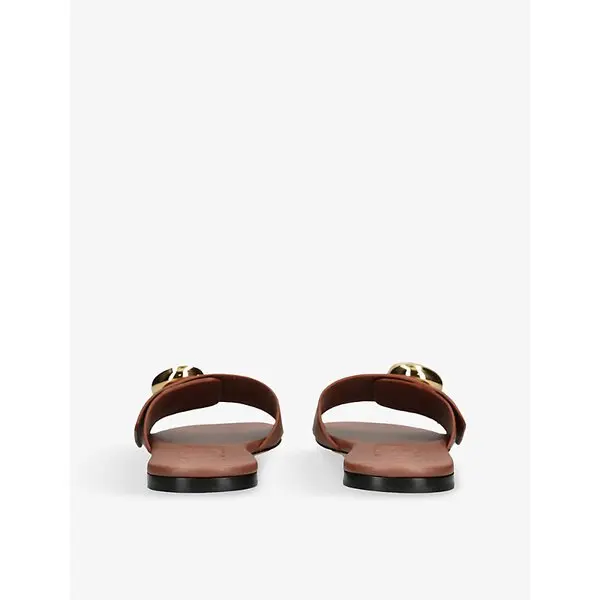 Loewe Pebble Leather Slides - Rust