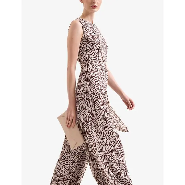 PHASE EIGHT Janine Leaf-print Woven Jumpsuit