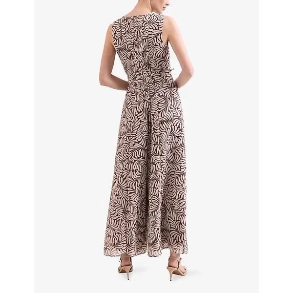 PHASE EIGHT Janine Leaf-print Woven Jumpsuit