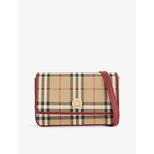 Burberry Hampshire Check Coated Canvas Top-handle Bag - Vntg Chk/ruby