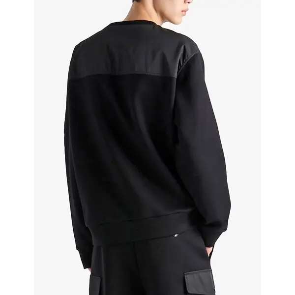 Prada Re-nylon Patch Crewneck Cotton-jersey Sweatshirt