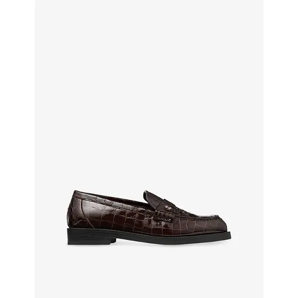 JIMMY CHOO Ivy Croc-embossed Leather Loafers - Sambuco