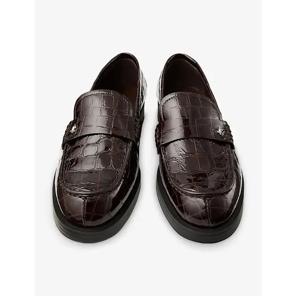 JIMMY CHOO Ivy Croc-embossed Leather Loafers - Sambuco
