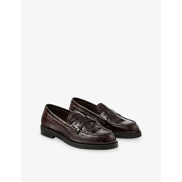 JIMMY CHOO Ivy Croc-embossed Leather Loafers - Sambuco