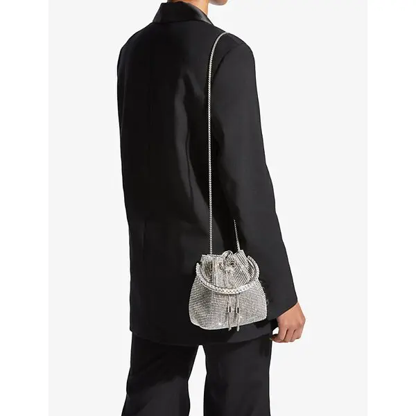 JIMMY CHOO Bon Bon Crystal Embellished Mesh Drawstring Bag