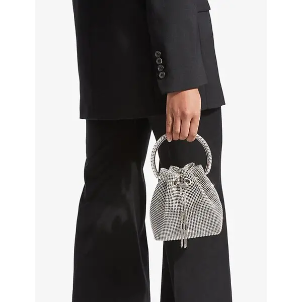 JIMMY CHOO Bon Bon Crystal Embellished Mesh Drawstring Bag