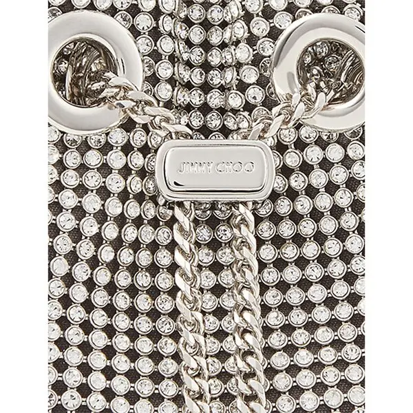 JIMMY CHOO Bon Bon Crystal Embellished Mesh Drawstring Bag