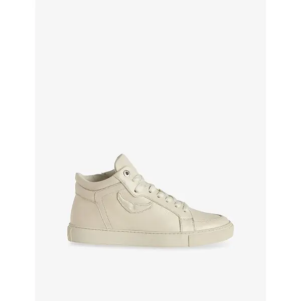 Zadig&Voltaire Mid-top Leather Trainers With Wing Embroidery
