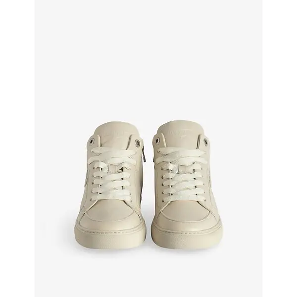 Zadig&Voltaire Mid-top Leather Trainers With Wing Embroidery