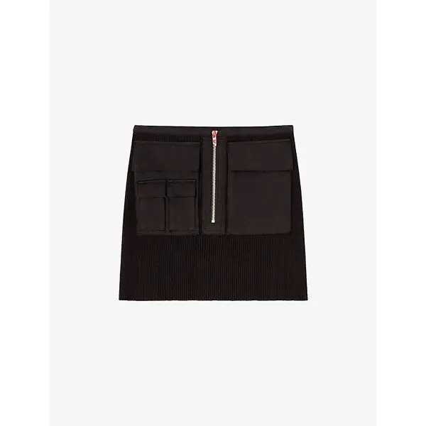 DIESEL® M-meryn Short Flap-pocket Cotton Mini Skirt