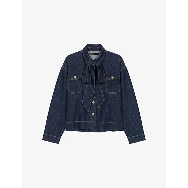 Maje Bow Relaxed-fit Denim Shirt